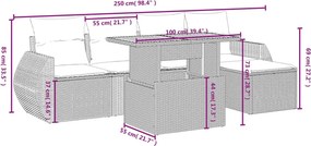 6dílná zahradní sedací souprava s poduškami černá polyratan 3275807