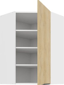 CREMONA bc | horní kuchyňská skříňka 60x60 GN-90 1F (45°) rohová s policemi | 60x60 cm | VYSOKÁ | bílá/cremona