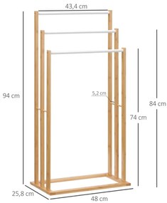 Goleto Bambusový stojan na ručníky 48 x 25,8 x 94 cm | přírodní