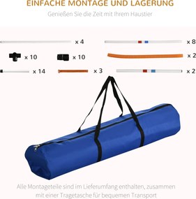 PawHut 3dílná souprava pro trénink agility pro psy včetně snadno přenosné tašky - plastová Bílá+Žlutá