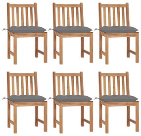 Zahradní židle 6 ks s poduškami masivní teak 3073131