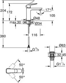 Grohe - Umyvadlová baterie s výpustí Push-Open, chrom