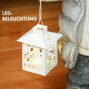 HOMCOM Vánoční dekorace, sob s lucernou, LED, na baterie, 25,5 x 19,5 x 52 cm