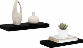 Plovoucí nástěnné police 2 ks lesklé černé 50 x 23,5 x 3,8 cm MDF 323767