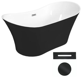 Besco Akrylátová volně stojící vana Amber BW 170x80 Barva: Bílá/černá, Rozměry (cm): 170x80, Typ a barva výpustě: Click-Clack s přepadem, černá