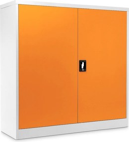 Střední univerzální kovová skříň 120 x 40 x 120 cm, cylindrický zámek, oranžová - ral 2004