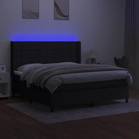 Box spring postel s matrací a LED černá 180x200 cm textil 3138335