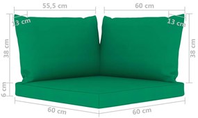 vidaXL 6dílná zahradní sedací souprava se zelenými poduškami
