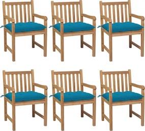 vidaXL Zahradní židle 6 ks podušky masivní teakové dřevo [3073050] Barva: Světle modrá