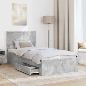 Rám postele s čelo Betonově šedá 100 x 200 cm Kompozitní dřevo 3408302