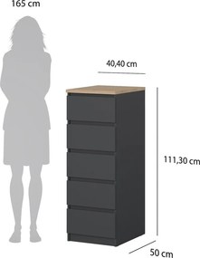 Tmavě šedá komoda 40x111x50 cm Naia – Tvilum