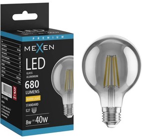Mexen Vintis LED filamentová žárovka E27, G80, 8W, Teplá - 2700K, 680 lm, kouřová - L155-E27-0827-70