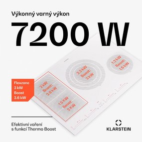 Klarstein Masterzone 77 Hybrid, indukční varná deska, max. 7200 W, vestavěný, 4 zóny Flex, technologie ThermoBoost, Smart Flex
