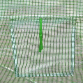 Zimní skleník Outsunny s tunelovým designem, plocha 4,5 m², rozměry 3L x 1,5W x 2H m, vyztužený rám, zipové dveře, 2 okna pro ventilaci, zelený