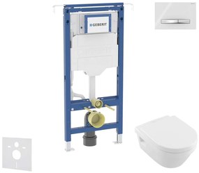 Geberit Duofix - Set předstěnové instalace, klozetu a sedátka Villeroy Boch, tlačítka Sigma50, DirectFlush, SoftClose, CeramicPlus, alpská bílá SANI11CK3110