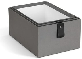 Šedé kartonové úložné boxy v sadě 3 ks 20,5x29,5x14,5 cm Aston Paper Laminate – Bigso