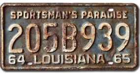Americká SPZ Louisiana 1964 Paradise 205B939