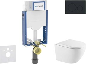 Geberit Kombifix - Set předstěnové instalace, klozetu Oudee a sedátka softclose, tlačítko Sigma20, matná černá/černá SANI15CA5161