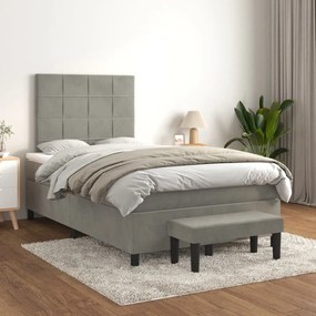 vidaXL Box spring postel s matrací 120 x 200 cm samet [3137837] Barva: světle šedá