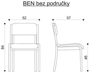 Dřevěné bukové křeslo BEN bez područek, český výrobek