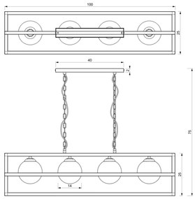 Lustr na řetězu DIEGO 4xE14/40W/230V černá