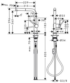 Hansgrohe Talis M54, páková kuchyňská baterie 270, Eco, vytahovatelný výtok, 1jet, chromová, HAN-72845000