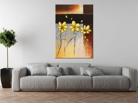 Gario Ručně malovaný obraz Žluté kvítky Rozměry: 120 x 80 cm