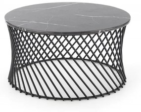 Konferenční stolek- MINERWA- Deska - šedý mramor/Rám - černý