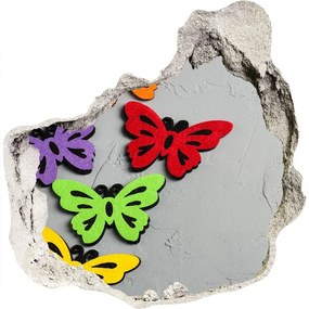 Wallmuralia Díra 3D fototapeta nálepka Barevní motýli 75x75 cm