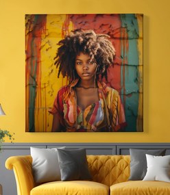 Obraz na plátně - Africká dívka Mwamba ze Zambie FeelHappy.cz Velikost obrazu: 100 x 100 cm
