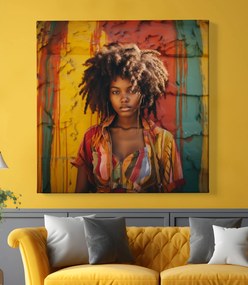 Obraz na plátně - Africká dívka Mwamba ze Zambie FeelHappy.cz Velikost obrazu: 120 x 120 cm