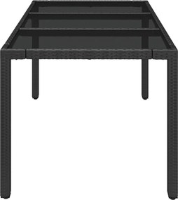 Zahradní stůl se skleněnou deskou černý 150x90x75 cm polyratan 319899