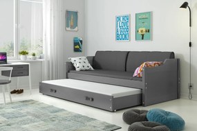 BMS Group Dětská postel s výsuvnou přistýlkou DAVID grafit Velikost postele: 190x80 cm, Barva výplní: Modrá