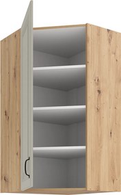 STILO ac | horní skříňka 60x60 GN-108 2F (90°) rohová s policemi | 60x60 cm | EXTRA VYSOKÁ | artisan/světle šedá