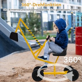 Costway Sedací bagr 360° otočný bagr na sezení s lopatou a kolečky dětský bagr