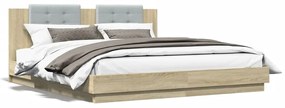 vidaXL Rám postele s čelem dub sonoma 200 x 200 cm kompozitní dřevo