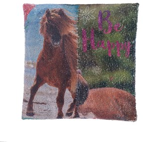 Jerry Fabrics Povlak na polštářek s flitry 40x40 cm - Kůň "Heart"