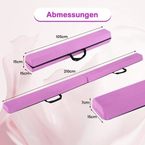 Costway Kladina gymnastická kladina 210 cm skládací gymnastická – fialová