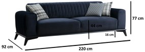 Atelier del Sofa 3-místná pohovka Lisa - Navy Blue, Modrá