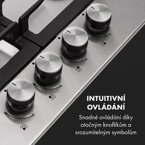Klarstein Ignito 4 Zonen, plynová varná deska, 4 hořáky Sabaf, nerezová ocel, stříbrná