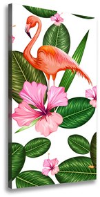 Wallmuralia Vertikální Foto obraz na plátně Plameňáci a květiny 50x100