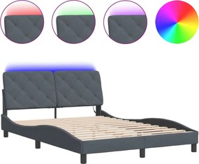 Rám postele s LED bez matrace tmavě šedý 140 x 190 cm samet 3213850