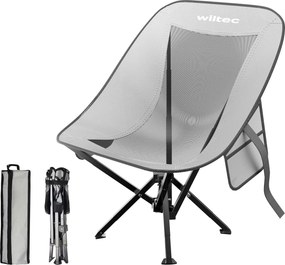 Skládací židle Wiltec – 100 kg, černá / šedá (64653)