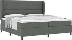 Postel s boxspringem s čelo Tmavě šedá 200 x 200 cm textil 3340586