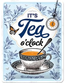 Plechová cedule It‘s Tea O‘Clock, (20 x 15 cm)