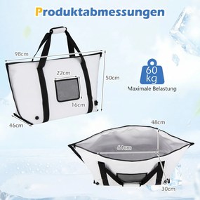 Costway Izolovaná chladicí taška na ryby pro ulovené ryby Kill – 98 × 46 × 50 cm