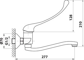 Bruckner Senior nástěnná baterie umyvadlová 150 mm lékařská páka chrom 612.014.1
