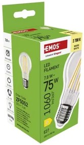 Emos lighting LED žárovka Filament A60 / E27 / 7,8 W (75 W) / 1060 lm / teplá bílá 1525743205