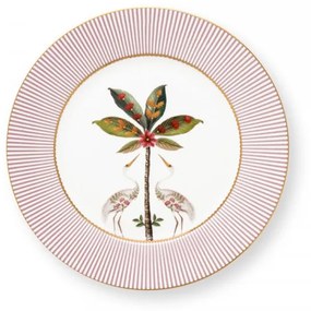 Pip Studio La Majorelle talíř Ø21cm, růžový (Porcelánový talíř s volavkami)