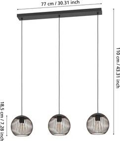 Eglo 901869 - Lustr na lanku ALMANZORA 3xE27/60W/230V černá